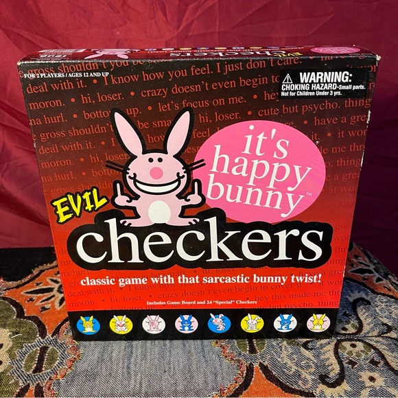 Icup inc | Games | Vintage 9sy2k Jim Benton Happy Bunny Evil Checkers ...